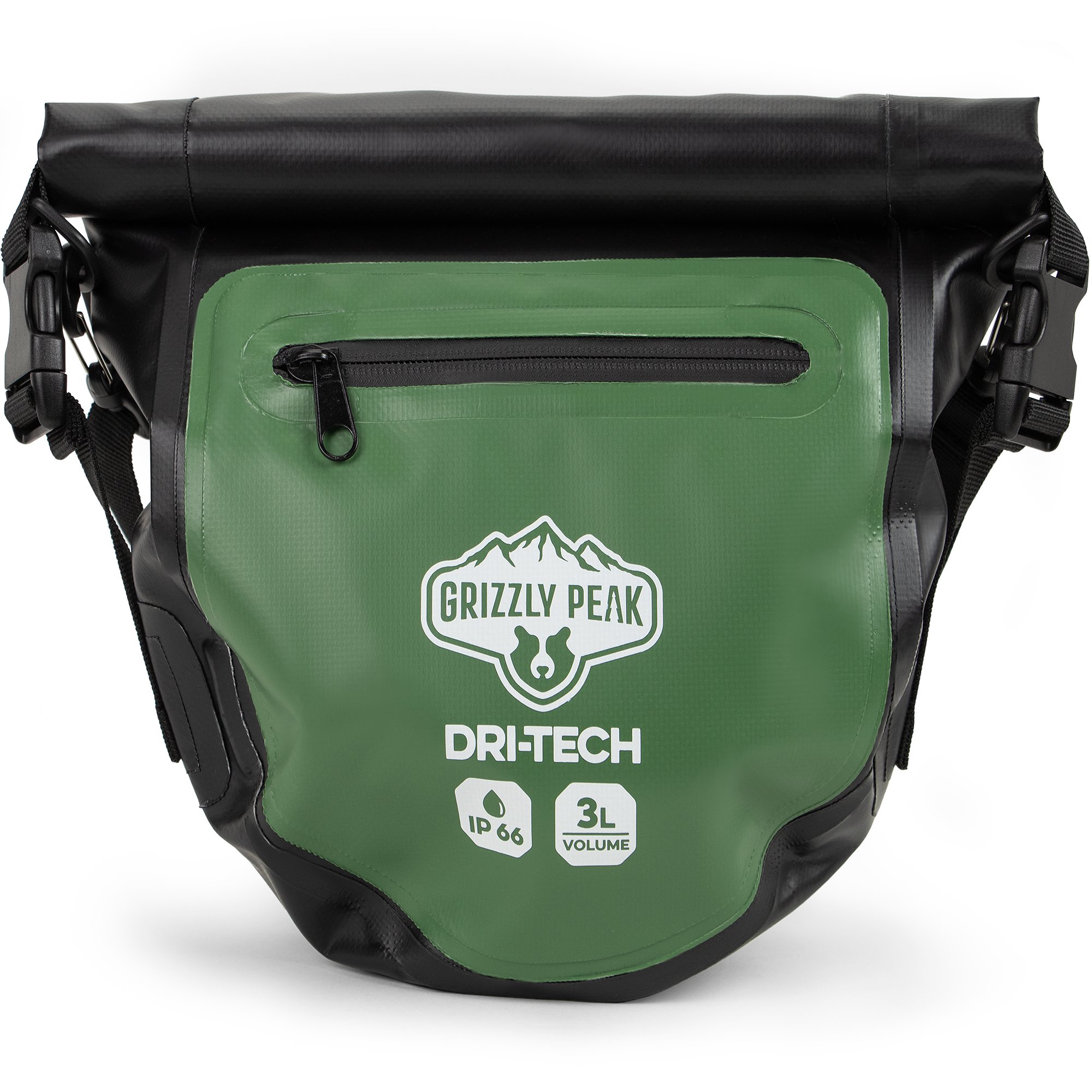 Grizzly Peak 3L Dri-Tech Waterproof Dry Satchel, IP 66 Lightweight Roll-Top Dry Bag with Adjustable Strap β Sack for Protecting Valuables & Belongings for Camping & Outdoor Activities