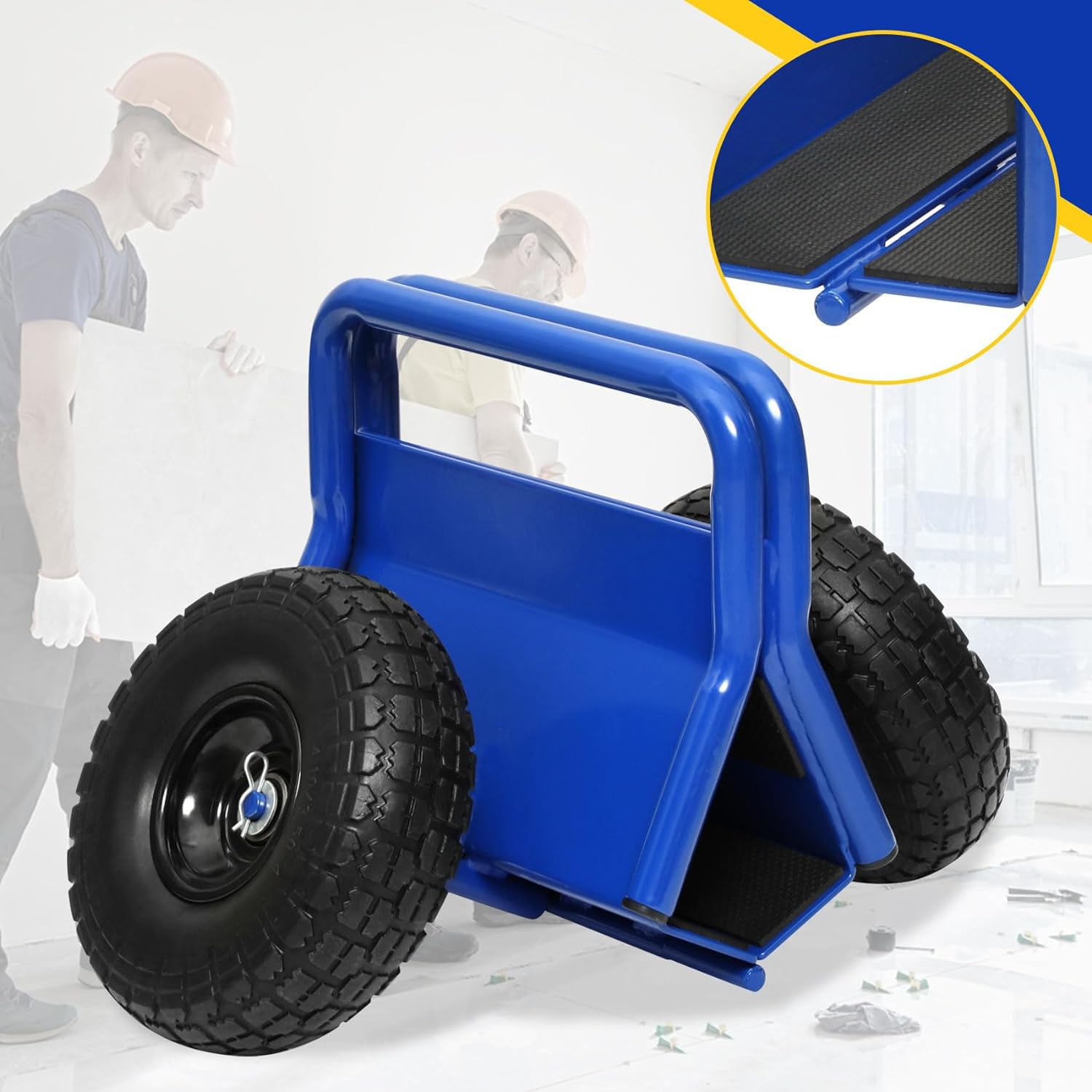 Heavy Duty Panel Dolly, Slab Dolly with Two Handles and 10" Solid Rubber Tires Wheels, Bears Weight 1000 LBS, All Terrain Moving Cart for Heavy Drywall Sheet and Door Material