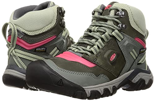 KEEN Women's Ridge Flex Mid Height Waterproof Hiking Boot, Castor Grey/Dubarry, 5