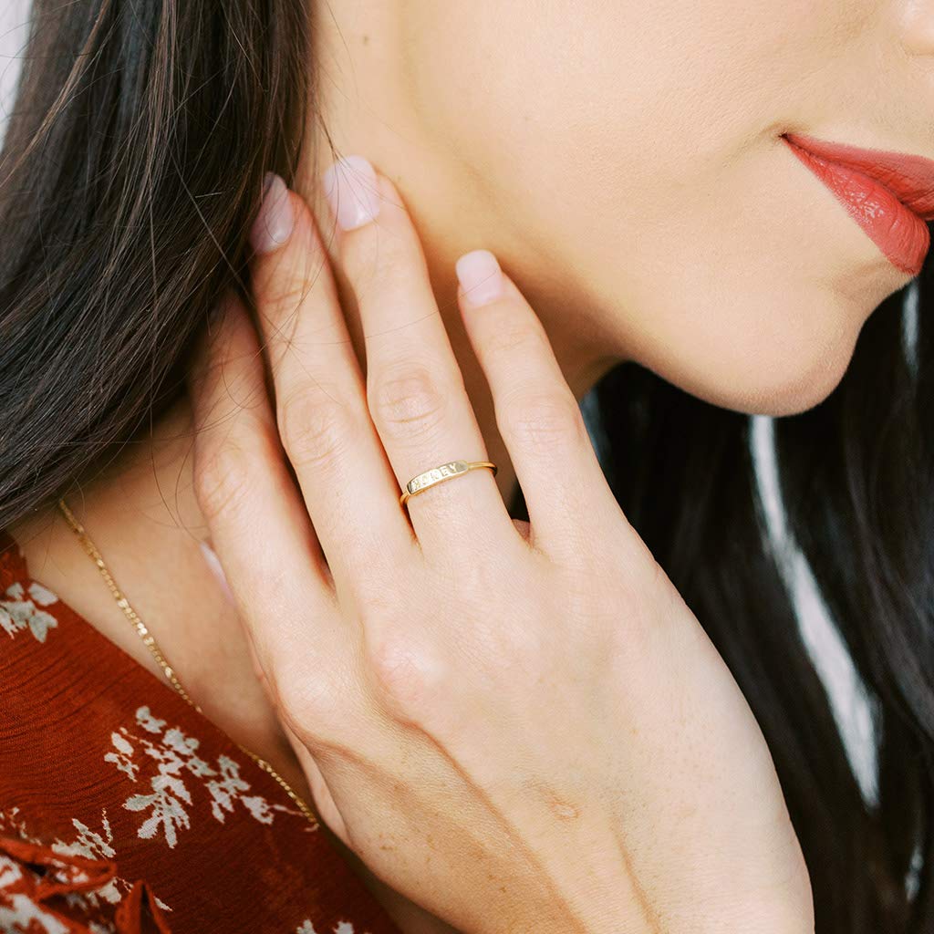 Honeycat "Honey Imprint Bar Ring in Gold, Rose Gold, or Silver | Minimalist, Delicate Jewelry (Gold, 6)