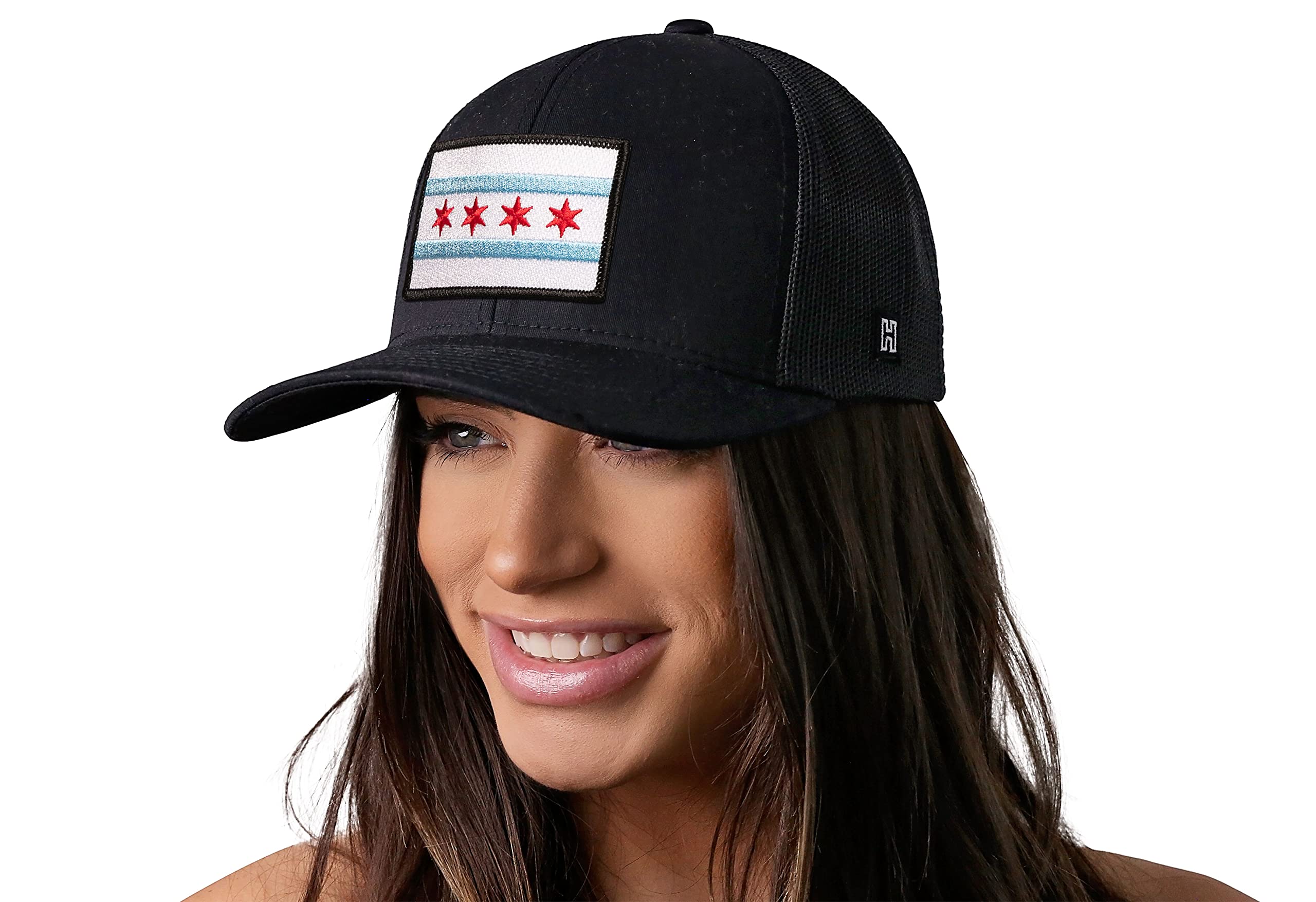 HAKA Chicago Flag Hat β Chicago Trucker Hat for Men & Women, Adjustable Baseball Cap, Mesh Snapback, Outdoor Golf Hat - Black