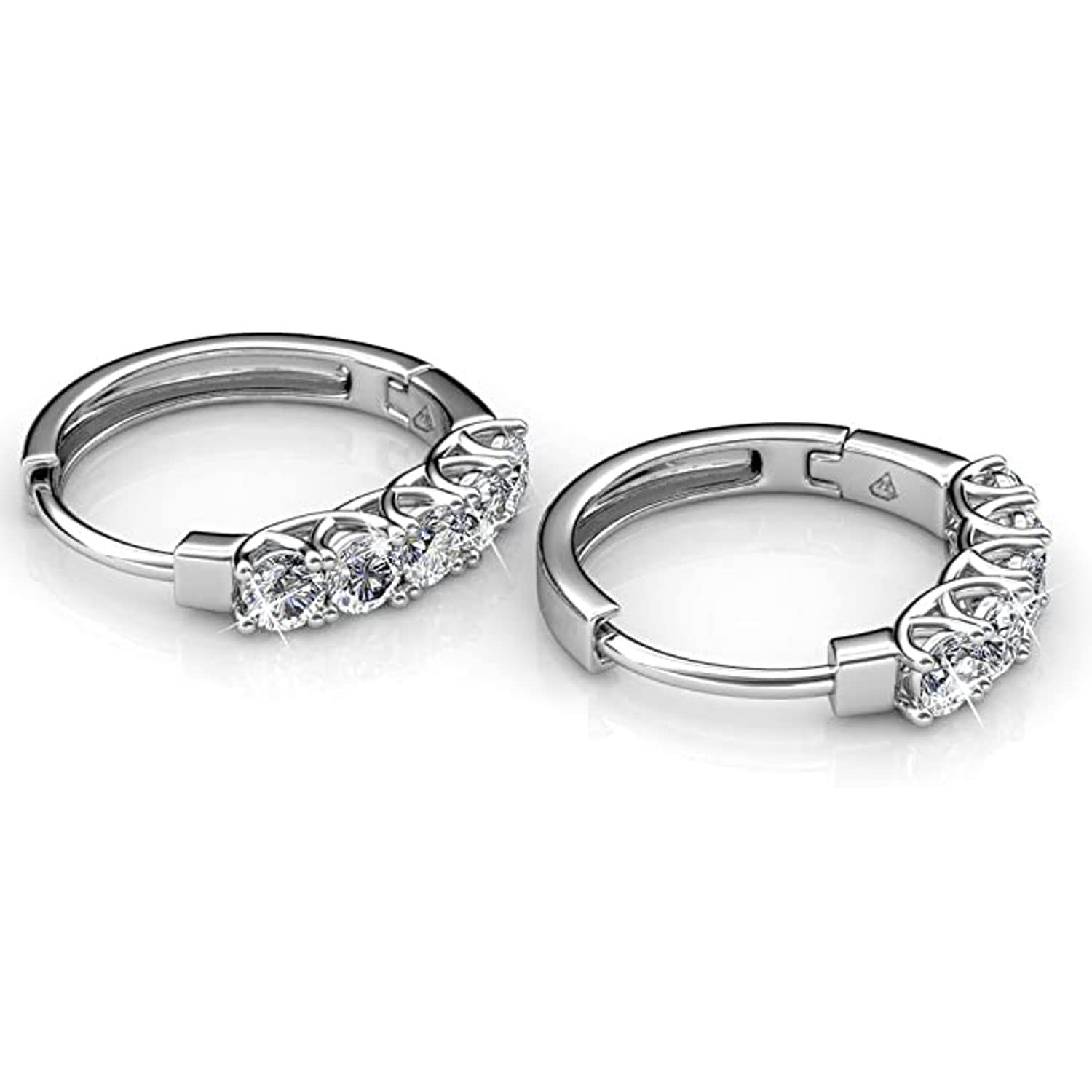 Hoop Loop Earrings Dangle 18K White Gold Plated with Crystal Sparking Gift for Wife Mother Gift for Women Xmas Christmas Gift (HOOP3)