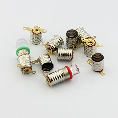 GutReise 10pcs E10 Screw DC12V Cold White Spot Led Bulb Light Lamps +10pcs E10 Base (DC12V, Cold White)