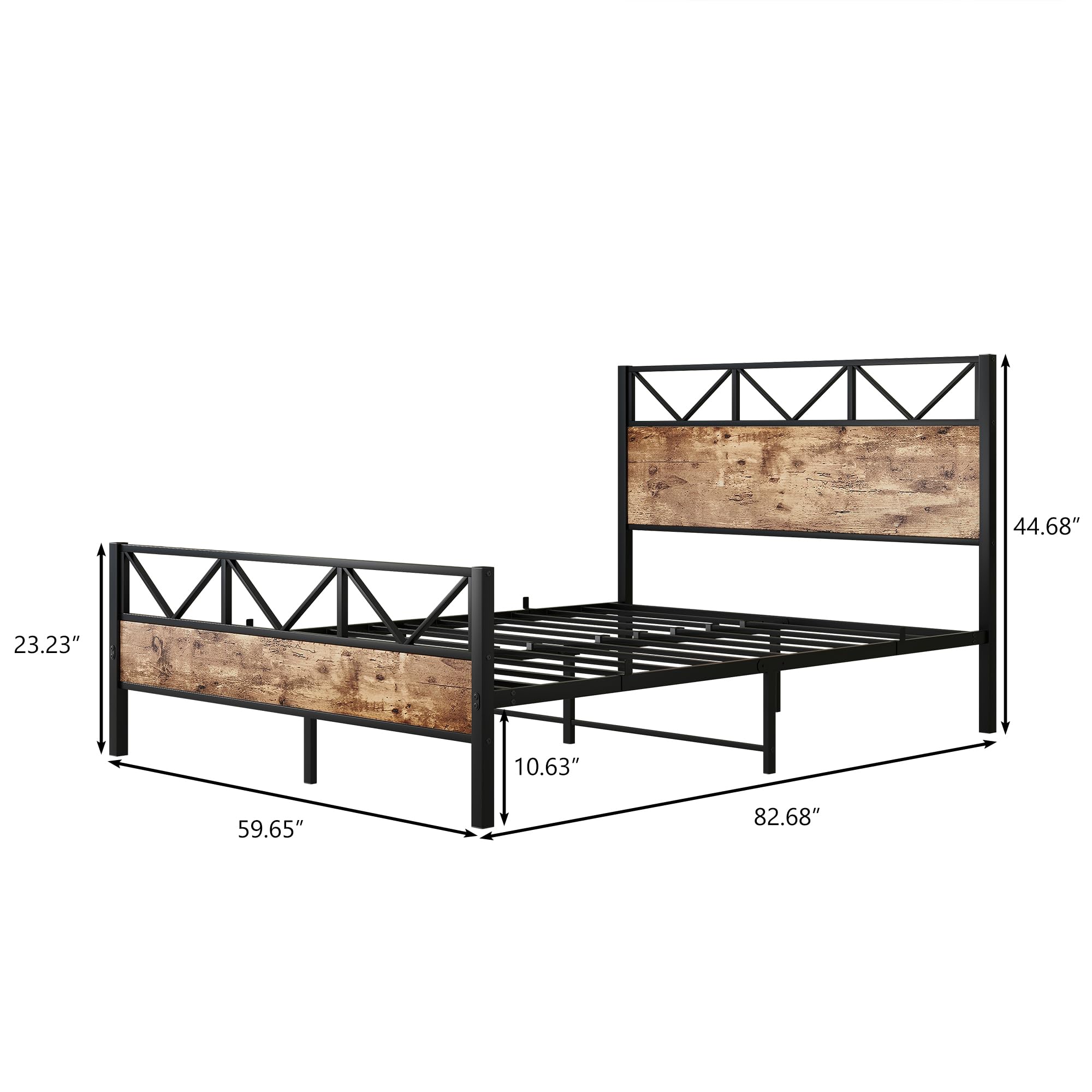HOJINLINERO Queen Bed Frame with Tall Wood Headboard/Platform Bed Frame Queen No Box Spring Needed/Enhanced Support Leg Mattress Foundation/Noise Free/Easy Assembly/Black