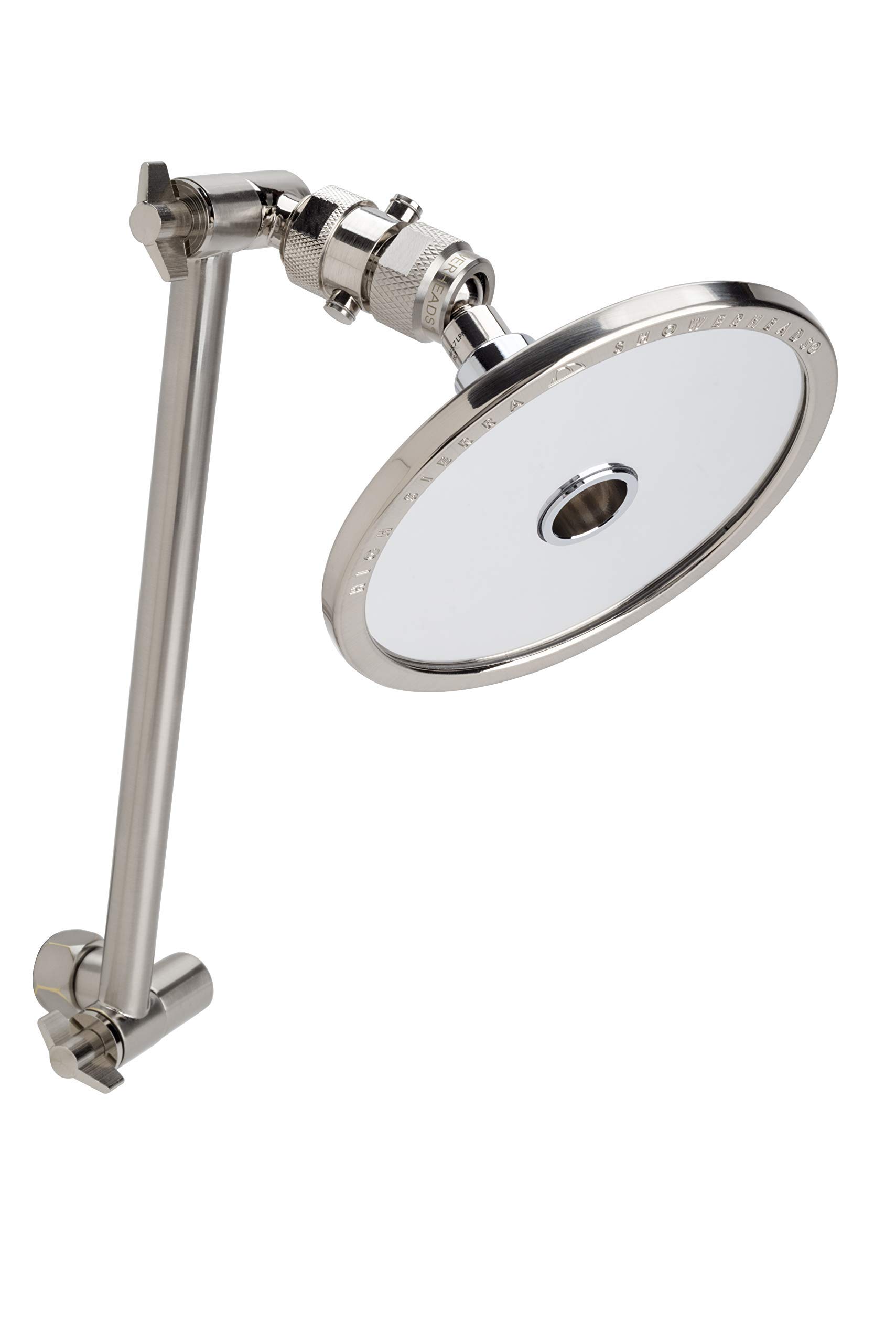High Sierra's 2.0 GPM "Reflections X" Low Flow Shower Head and Fogless Shaving Mirror In One. Includes 11" Adjustable Extension Arm and Control Valve. Available in Chrome or BRUSHED NICKEL
