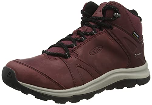 KEEN Women's Terradora 2 Mid Height Leather Waterproof Hiking Boots, Wine/Black, 12