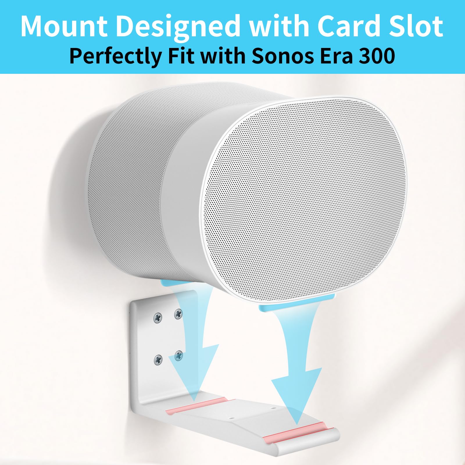 Heavy-duty Metal Speaker Mount for Sonos Era 300 Wall Mount Bracket - Space Saving Speaker Wall Mount Shelf Compatible with Sonos Era 300 Mount for Better Sound, White
