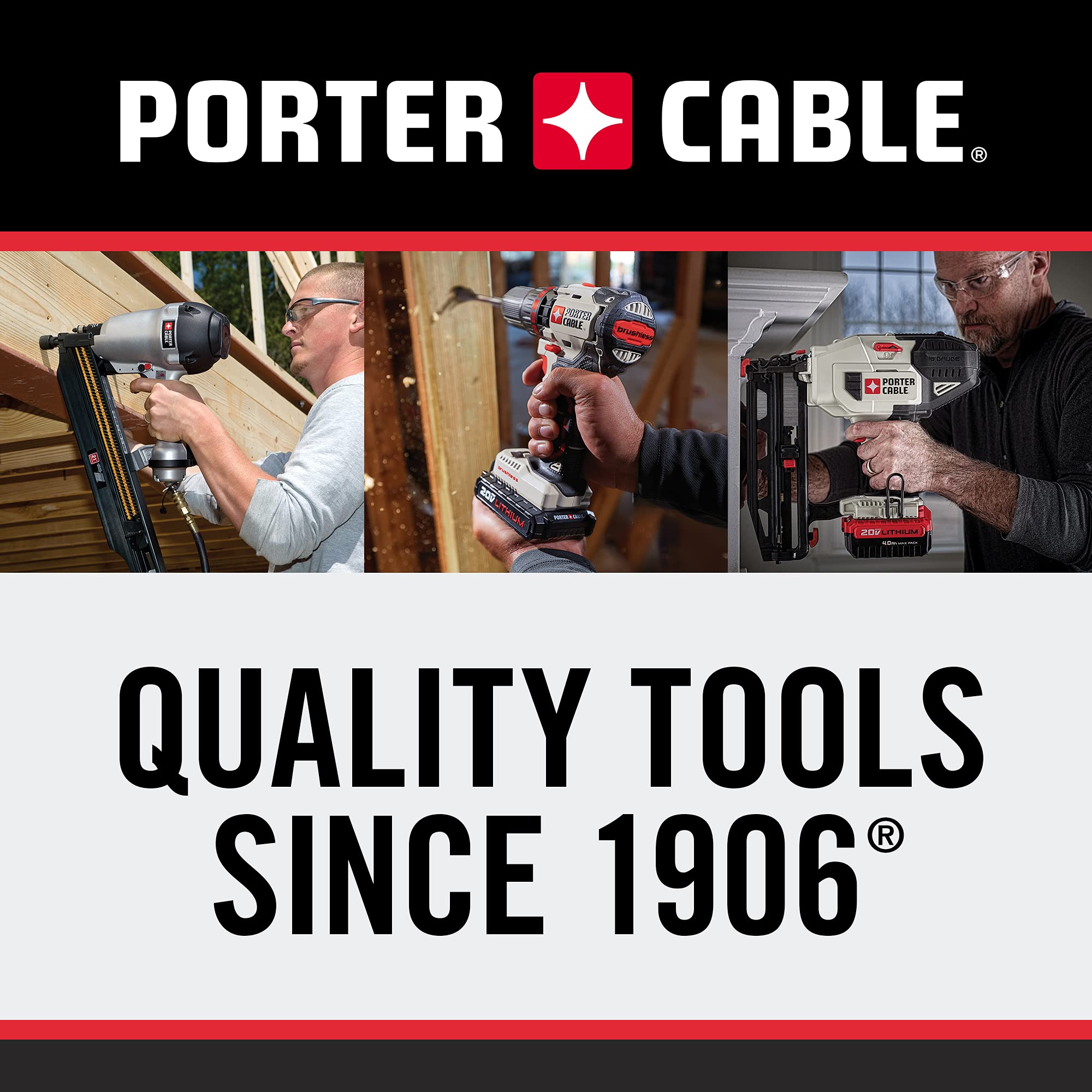 PORTER-CABLE 20V MAX* Hammer Drill, Tool Only (PCC620B),Black Gray