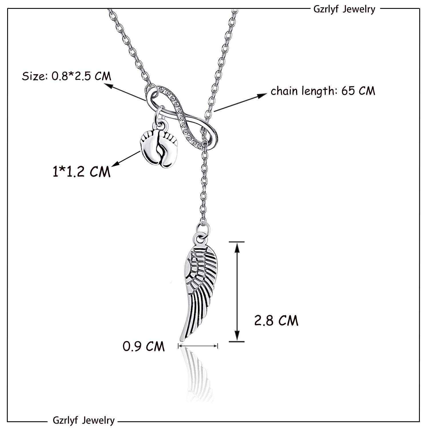 Gzrlyf Miscarriage Necklace Angel Wings Lariat Necklaces Pregnancy Loss Memorial Gifts (silver)