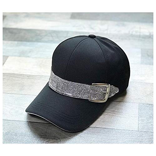 Happyera Baseball Cap Sun Hats Casual Sport Cap with Bling Rhinestone Decor - Black