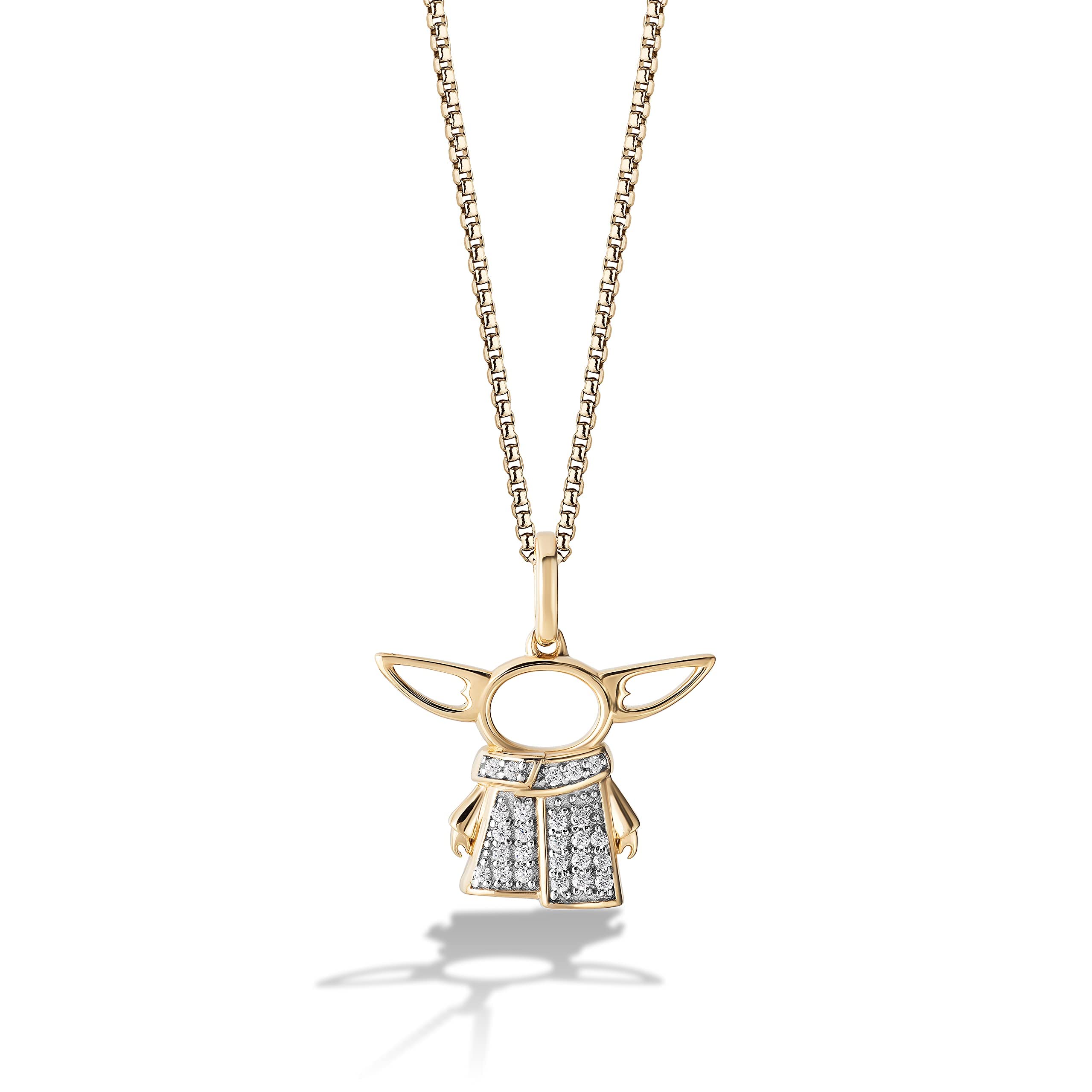 Jewelili Star Wars™ Fine Jewelry Grogu™ Women's Pendant 1/10 Ct.Tw. White Diamonds 10K Yellow Gold