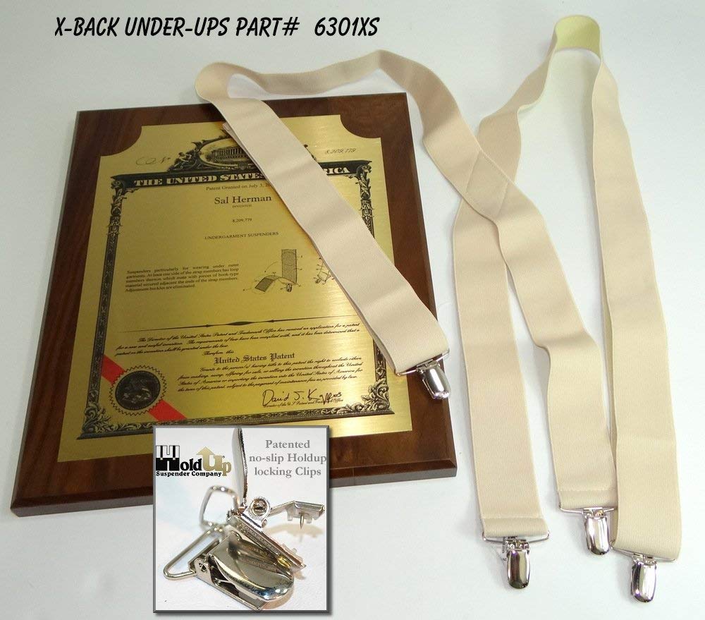 Holdup Traditional Style Tan 1 1/2" Under-Ups Suspenders for Men with USA Patented Metal "No-Slip" clips