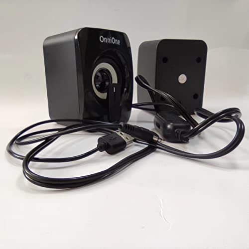 OnniOne audio speakers - Small Size - with Volume Control & 3.5 mm Aux Audio Plug to Connect to Laptop