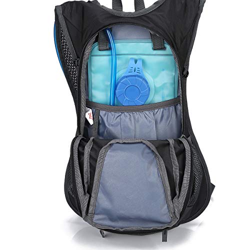 HWJIANFUNG Waterproof Camping Hydration Bladder Backpack,Folding Climbing Sports Backpack for Men,MTB Bike Cycling Backpack,no Water Bag Fits Men & Women (Blue)