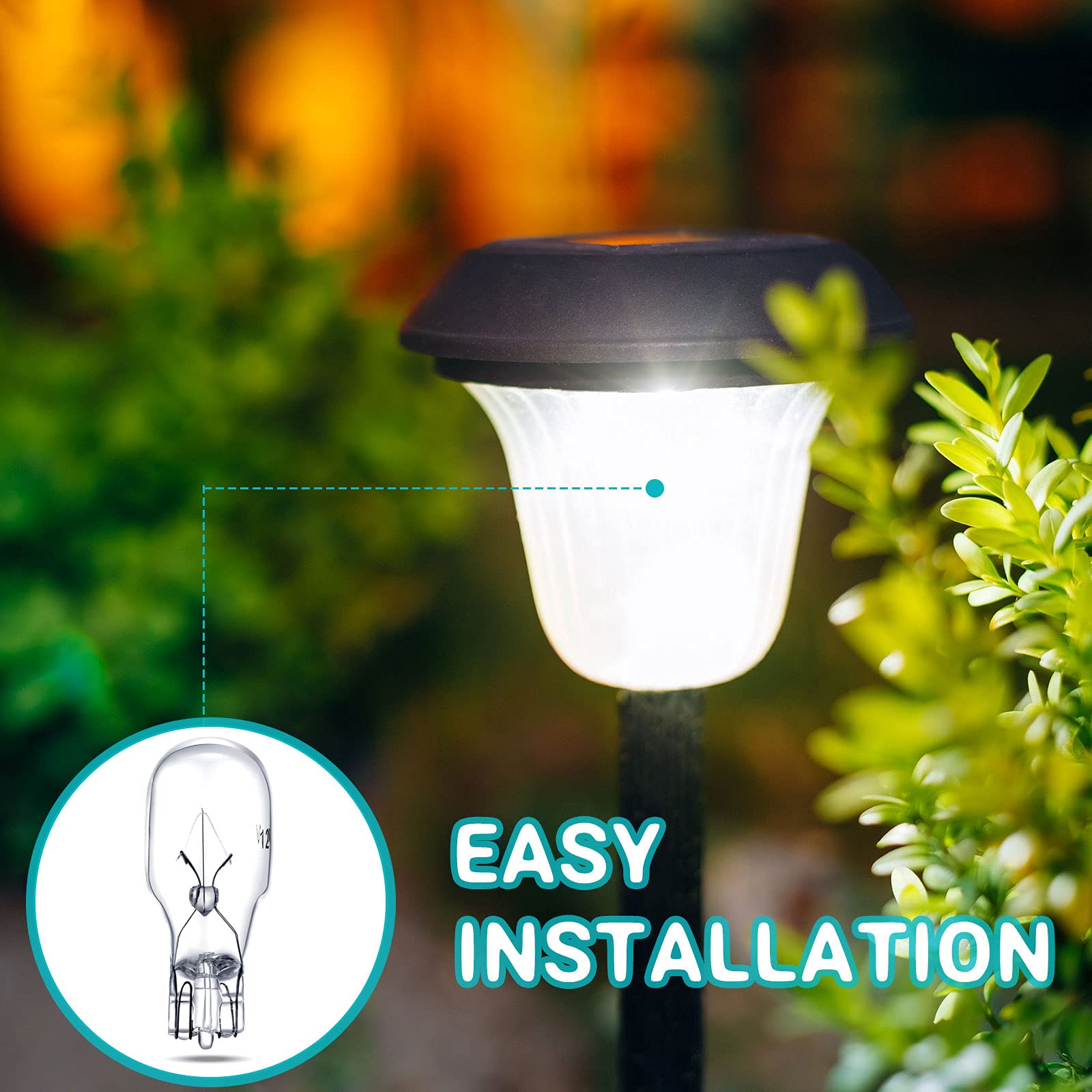 Honoson T5 Landscape Light Bulbs 12 Volt 18 Watt Landscape Bulbs Low Voltage Light Bulbs Small Landscape Lighting Bulb Wedge Base for Replacement Outdoor Garden Deck Yard Landscape Lamp(10 Pieces)
