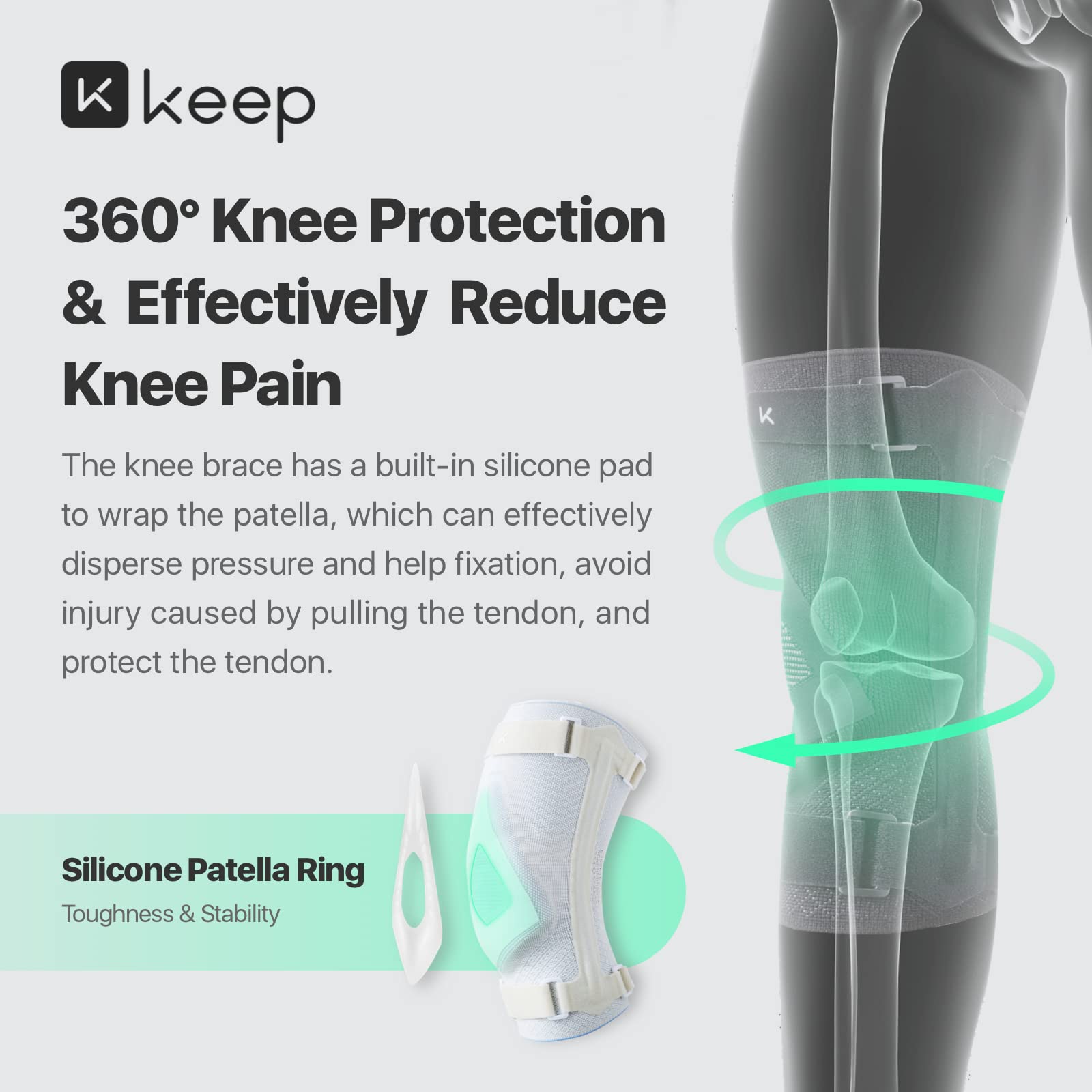 KEEP Protective Knee Brace, Knee Compression Sleeve Support, Volleyball Knee Pads, Thickened Non-slip Sports Knee Pads for Knee Pain, Running, Work Out, Gym, Hiking White,S