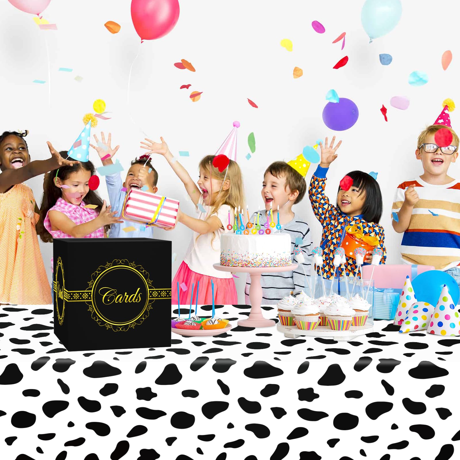 WNINK Black Card Box with Gold Foil Design, Gift Cards Receiving Box for Birthdays Party, Wedding Receptions, Bridal & Baby Showers, Graduations, Retirements, Anniversaries