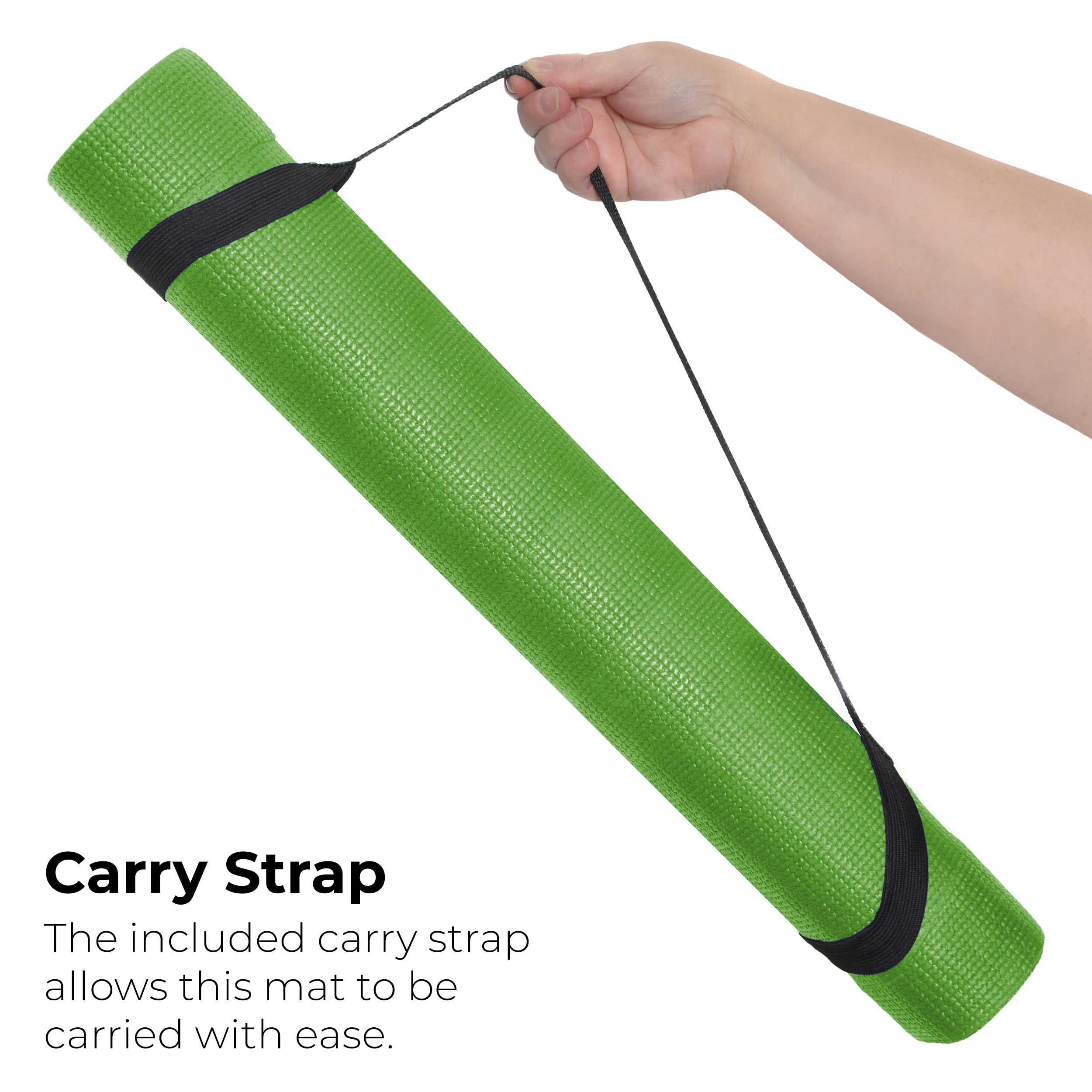 Hello Fit 6-Pack Yoga Mat With Deluxe Carrying Harness, 68" x 24" Non Slip Exercise Mat, 4mm Thick Gym Mat, Bulk Non Toxic Yoga Mats for Schools and Studios, Green