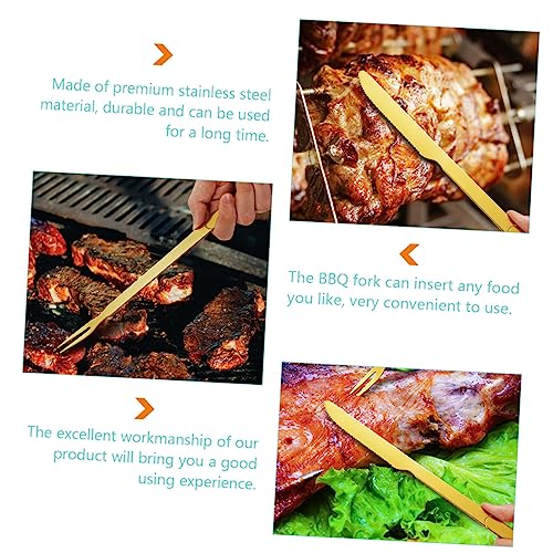 Happyyami 5 Sets Barbecue and Fork Carving Barbecue Fork Brisket BBQ Fork Kitchen Fork Utensil Meat Fork BBQ Tool Long Handle Stainless Steel Food