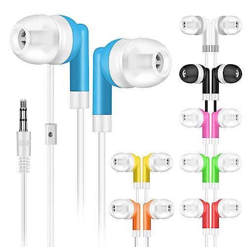 TJZXGUI 32 Pack Bulk Earbuds Headphones ,Wholesale Wired Earphones Disposable Ear Buds for School Classroom Students (Multi Colored)
