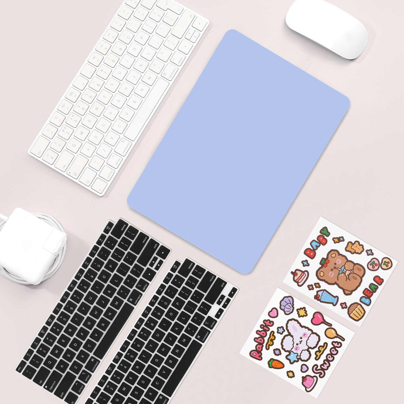 Hianjoo Case Compatible with MacBook Air 13 inch 2022 2021 2020 A2337 M1 A2179 A1932 Touch ID, Hard Shell Case + 2 Keyboard Covers + 2 DIY Stickers, Frosted Clear