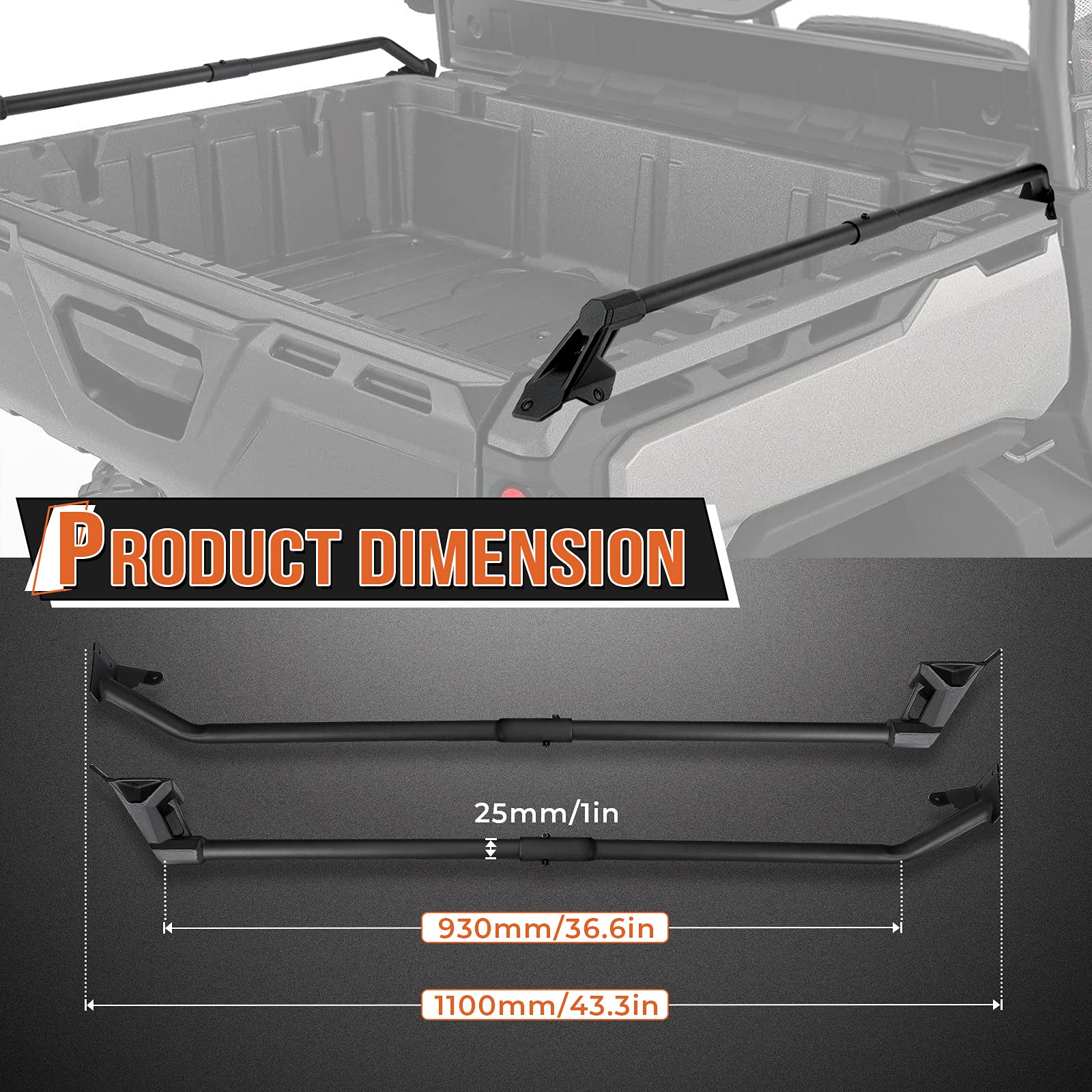 kemimoto Cargo Bed Rails Compatible with Can Am Defender (Max) HD5 HD8 HD10 2016 2017 2018 2019 2020 2021 2022 OEM Replace #715003444