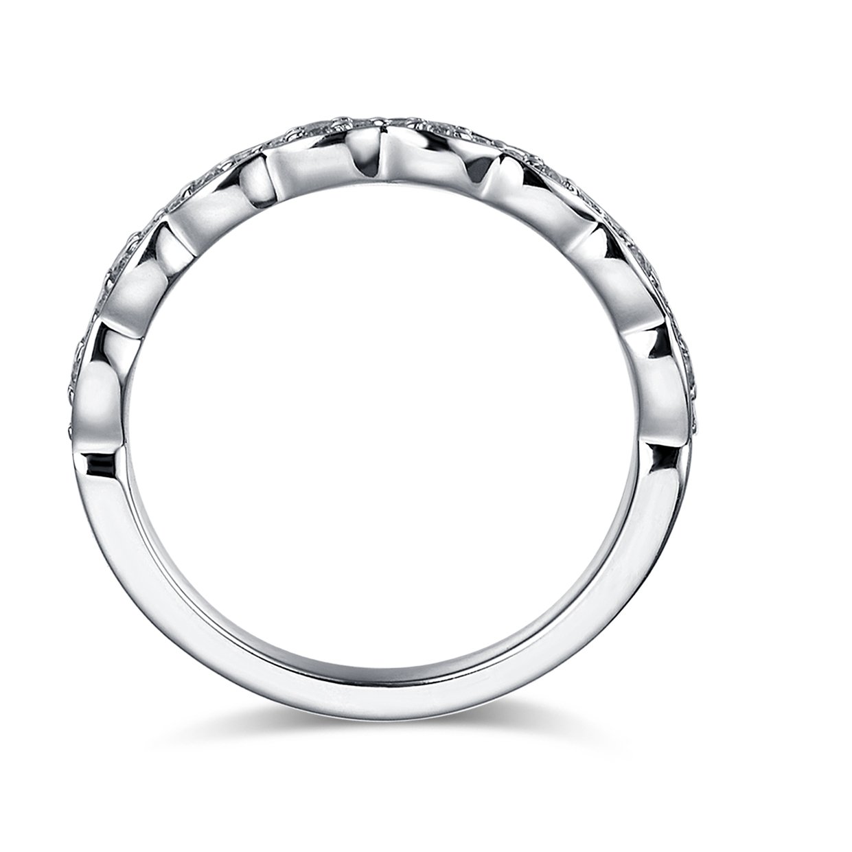 HAFEEZ CENTER Marquise Design Stackable Micropave Simulated Diamond Cubic Zirconia CZ Wedding Band Eternity Ring, Rhodium Plated Sterling Silver (8)
