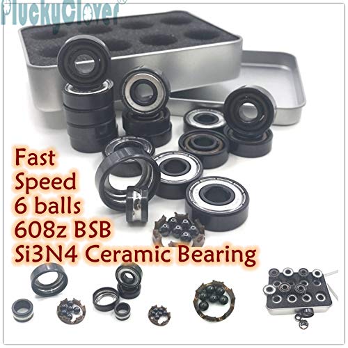 Hybrid Ceramic Roller Skate Skateboard Bearing Set 16 Pieces (White)