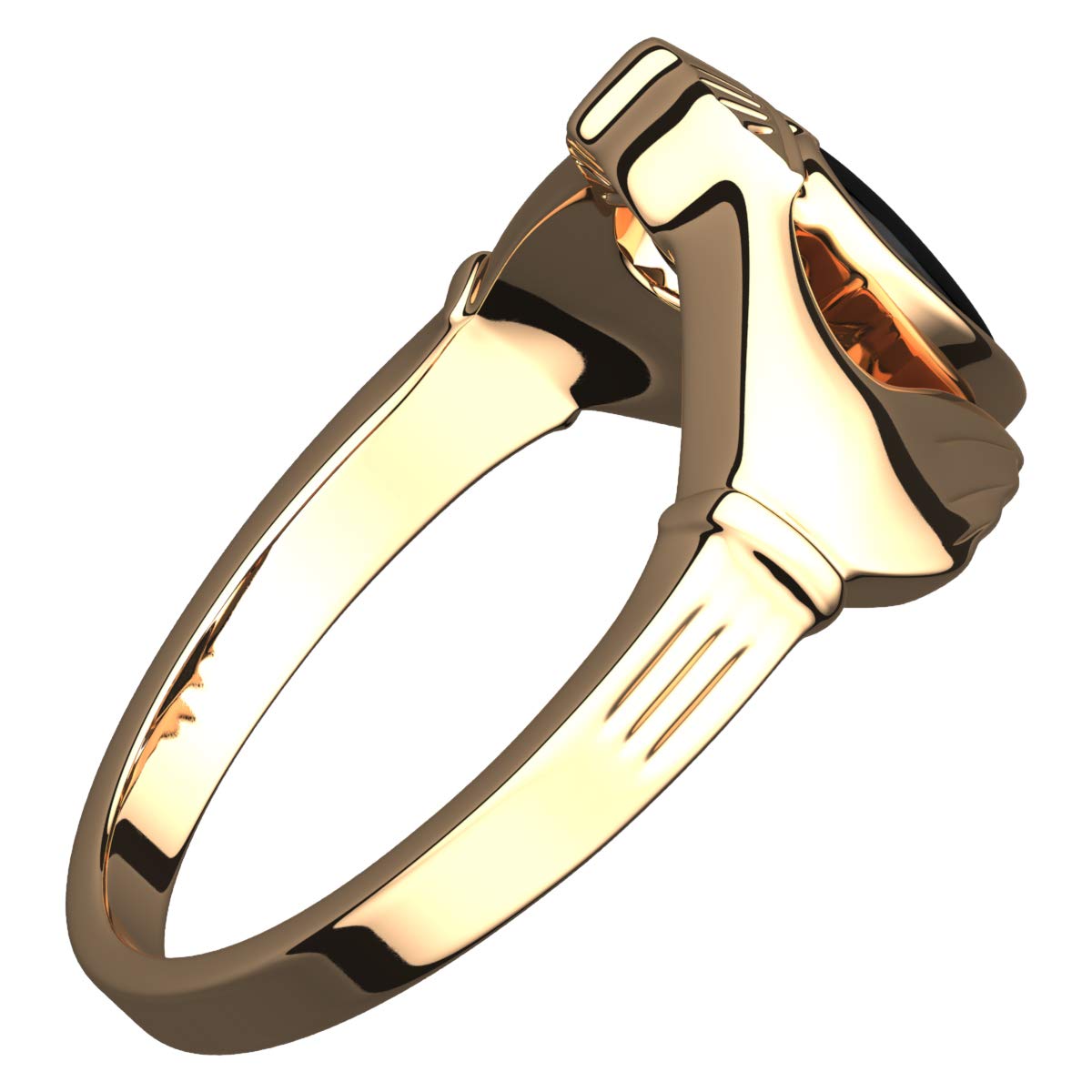 GWG Women's Rings Gift 18K Gold Plated Sterling Silver Claddagh Ring Unusual Black Enamel Heart - 5 for Women
