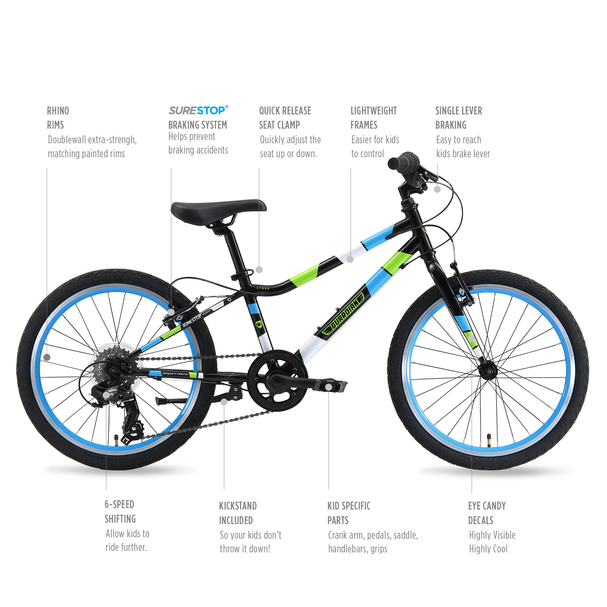 Guardian Bikes for Kids, Safer SureStop Brakes, 16 inch, 20 inch, 24 inch