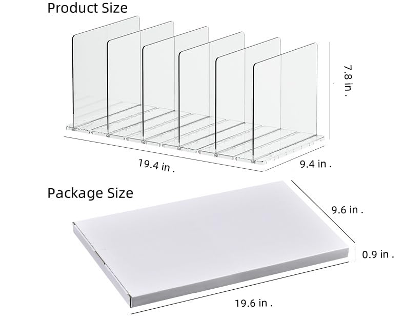 wondercozy Purse Organizer, Adjustable Shelf Divider for Closet, Separator Organizers for House, Office Use,Closet Organizer (6 Sections)