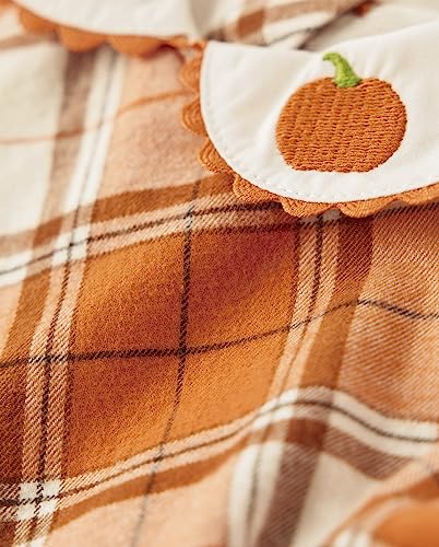 Gymboree Girls and Toddler Short Sleeve Dressy, Pumpkin Plaid, 12 US