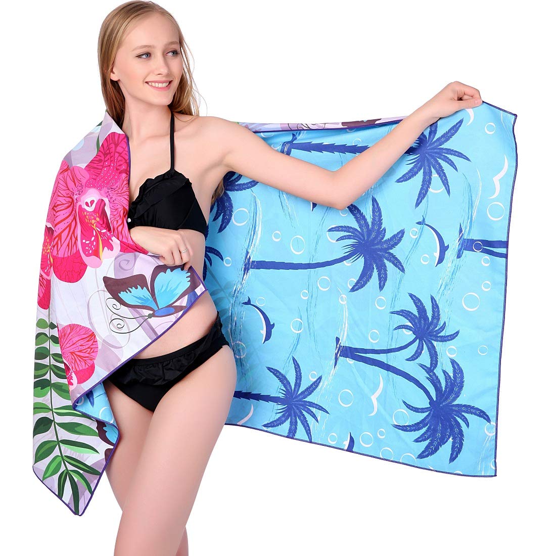 HAOKUN Microfiber Sand Free Beach Towel Blanket-Quick Fast Dry Super Absorbent Lightweight Thin Towel for Travel Pool Swimming Bath Camping Yoga Gym Sport Idea (Butterfly)