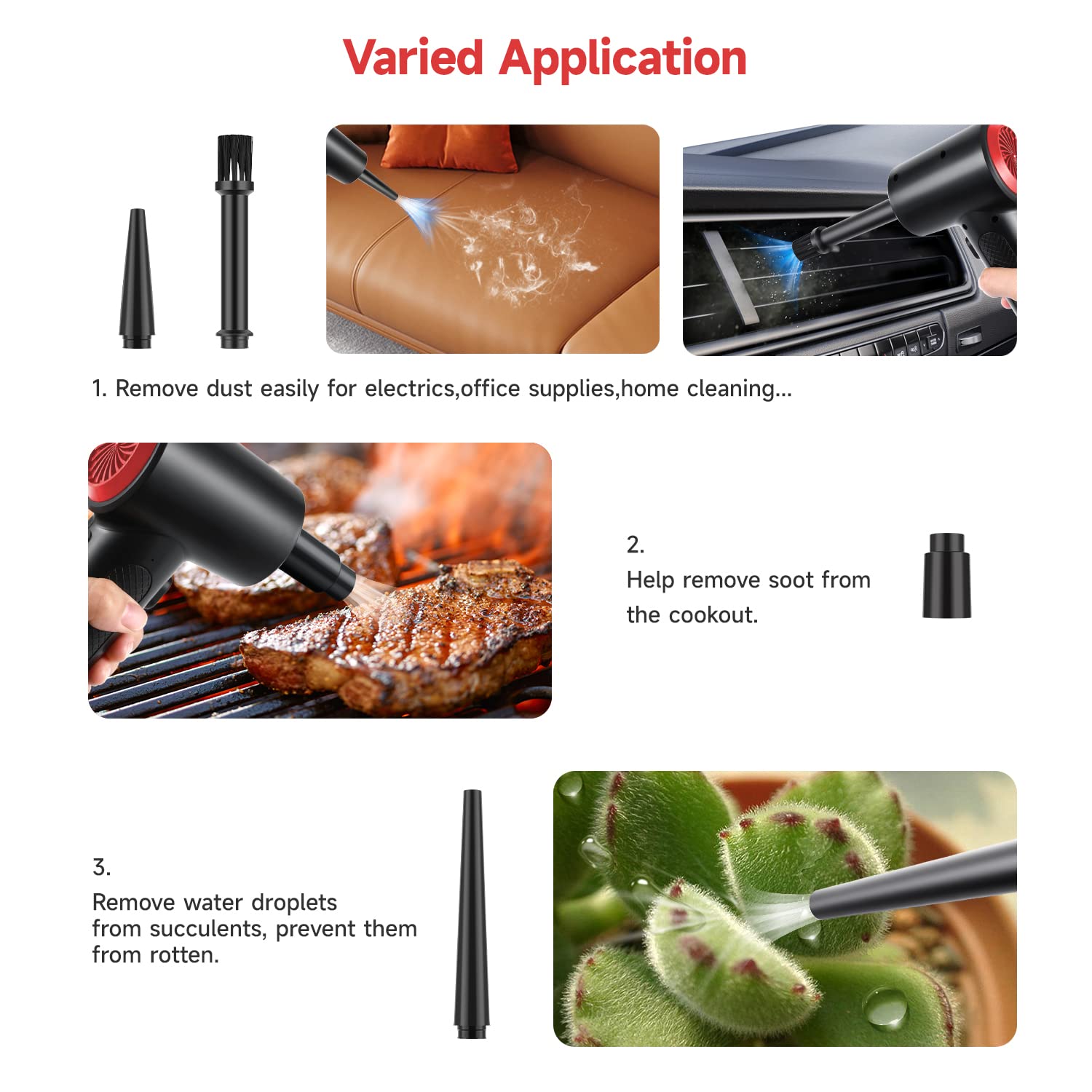 OTAO Electric Cordless Compressed Air Duster -51000RPM,3 Speed, Fast-USB Charging Keyboard Cleaner with LED Light for Dust Off/Cleaning Computer Electronics, Replace Air Can/Pump