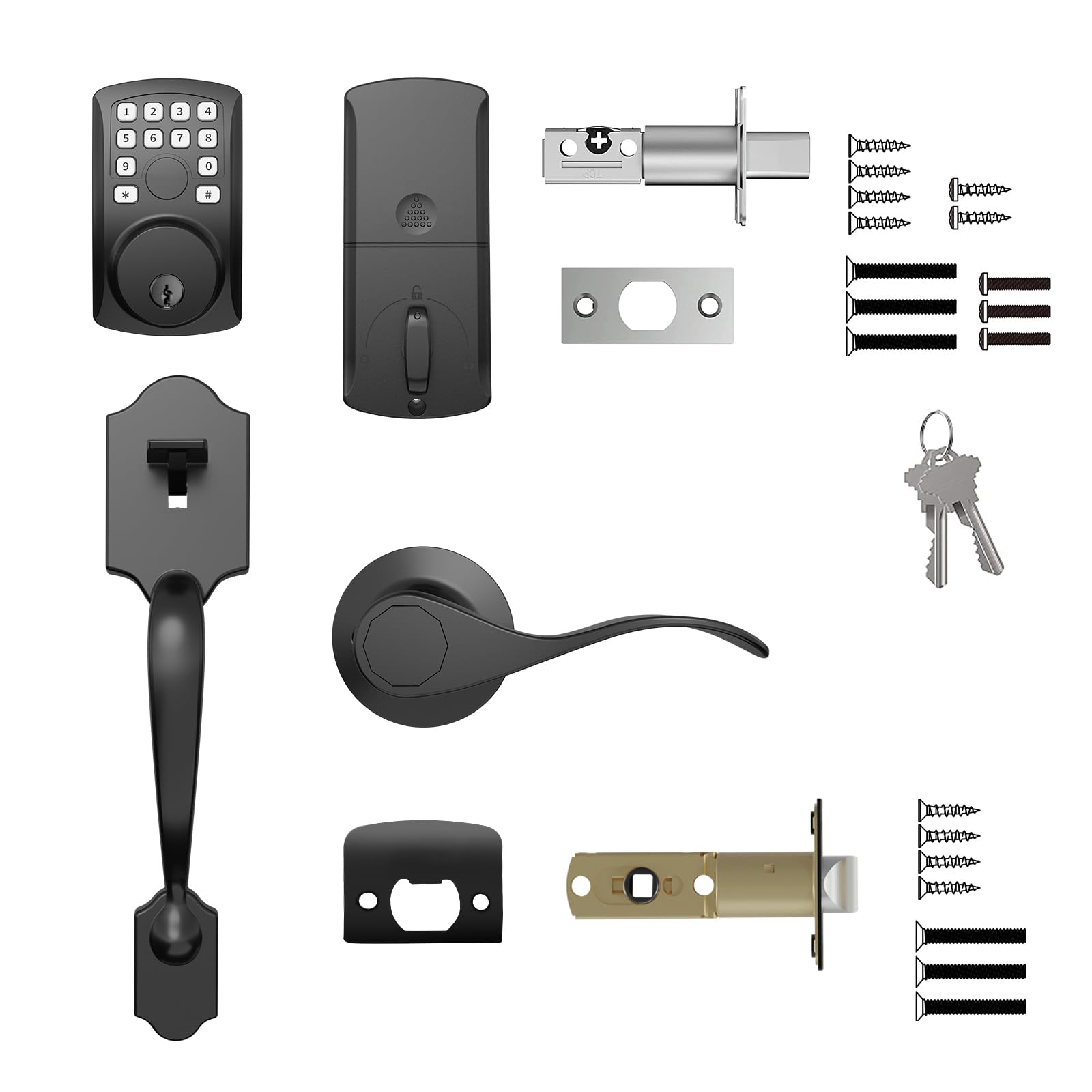 HIDALIFE Keyless Entry Door Lock Set, Deadbolt Smart Lock, Electronic Keypad Deadbolt with Shelby Lever for Front Door, Office, Apartment, Easy-Installation, Auto Lock- Matte Black
