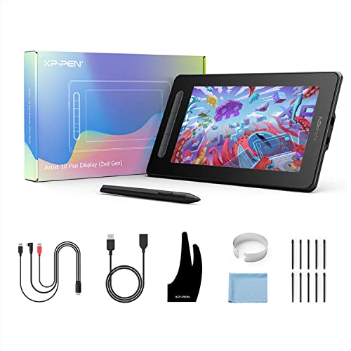 XPPen 10 inch Drawing Tablet Artist 10 2nd,Computer Graphics Tablet with X3 Stylus,Digital Drawing Pad with 8192 Levels Pressure Sensitive & 6 Shortcut Keys,Designed for PC,Laptop,Android(Black)