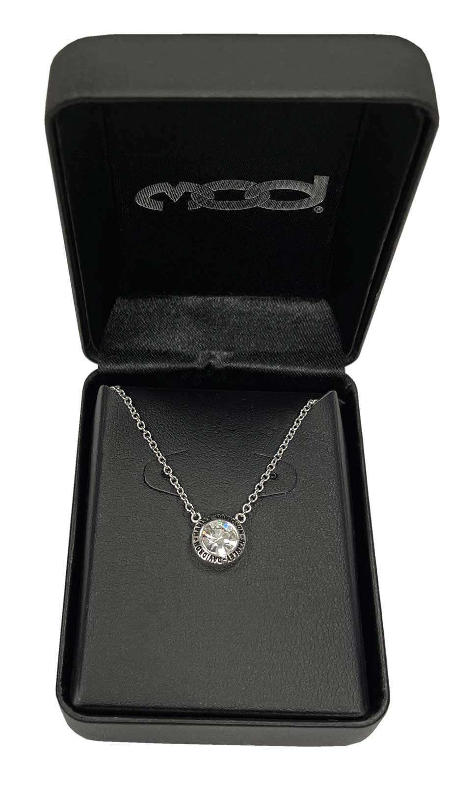 Harley-Davidson Women's Valentines White Stone Gift Necklace, Silver HDN0402-16