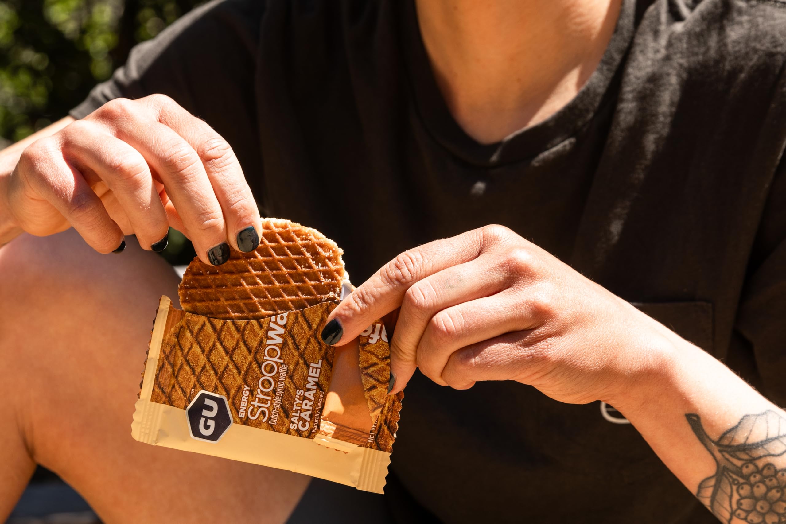 GU Energy Stroopwafel Salty's Caramel Sports Nutrition Waffle, Caffeine-Free, and Kosher dairy, On-the-Go Energy for Any Workout, 16 Count