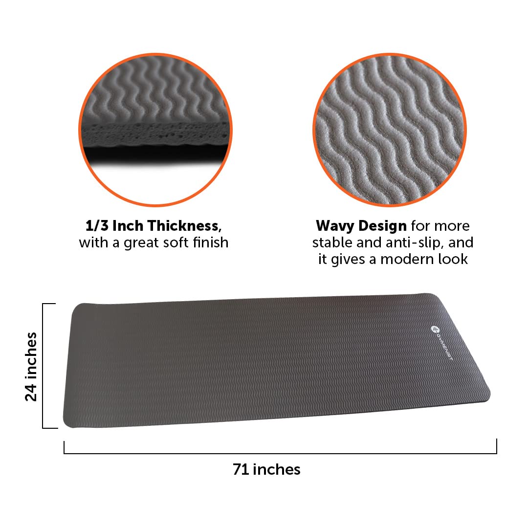 GYMENIST Thick Exercise Yoga Floor Mat Nbr 24 X 71 Inches Great for Camping Cardio Workouts Pilates Gymnastics (Red)