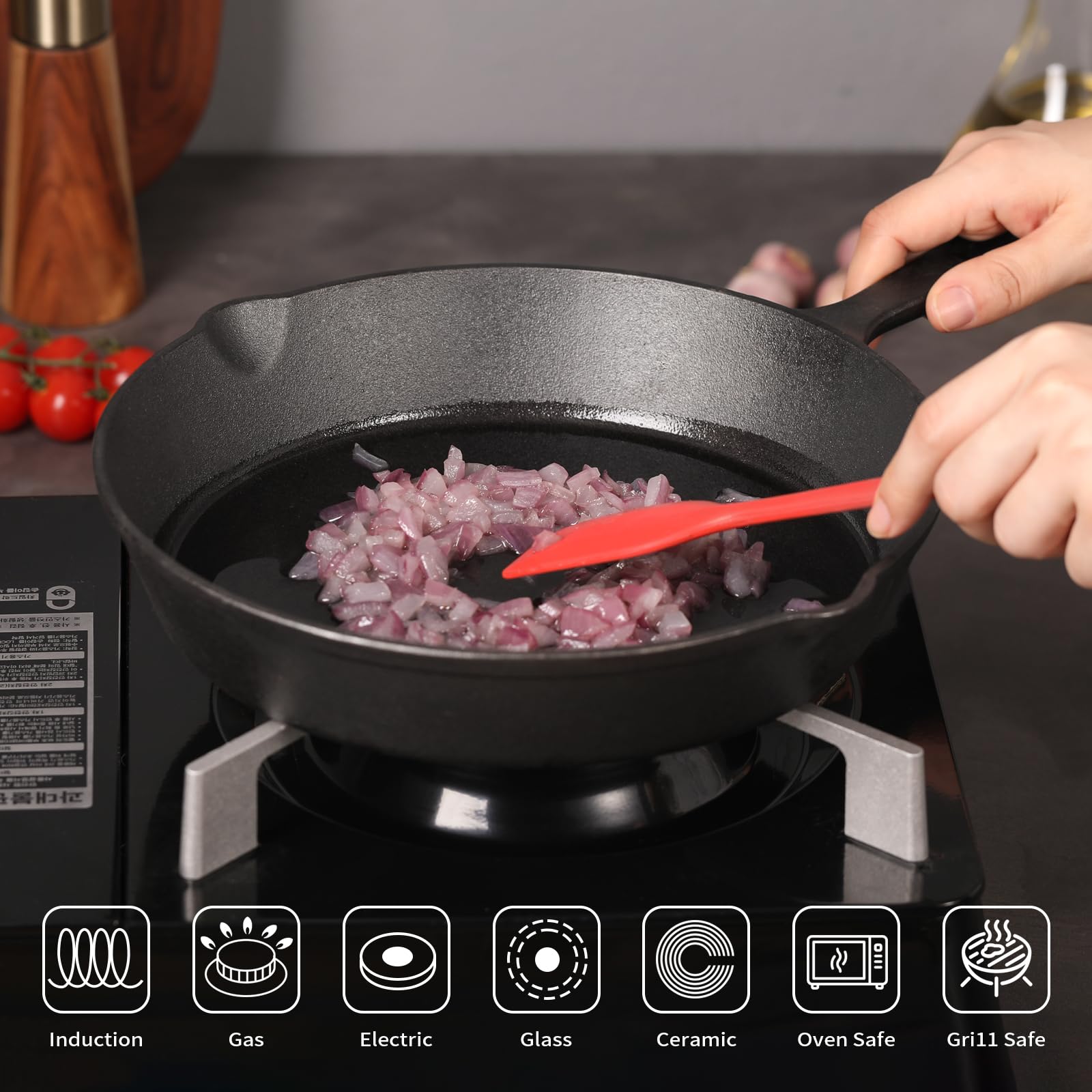 swiflon Cast Iron Skillets Non-Stick Frying Pans Griddle Egg Pan Round Indoor/Outdoor,Stove, BBQ, Grill Cookware,8 Inch