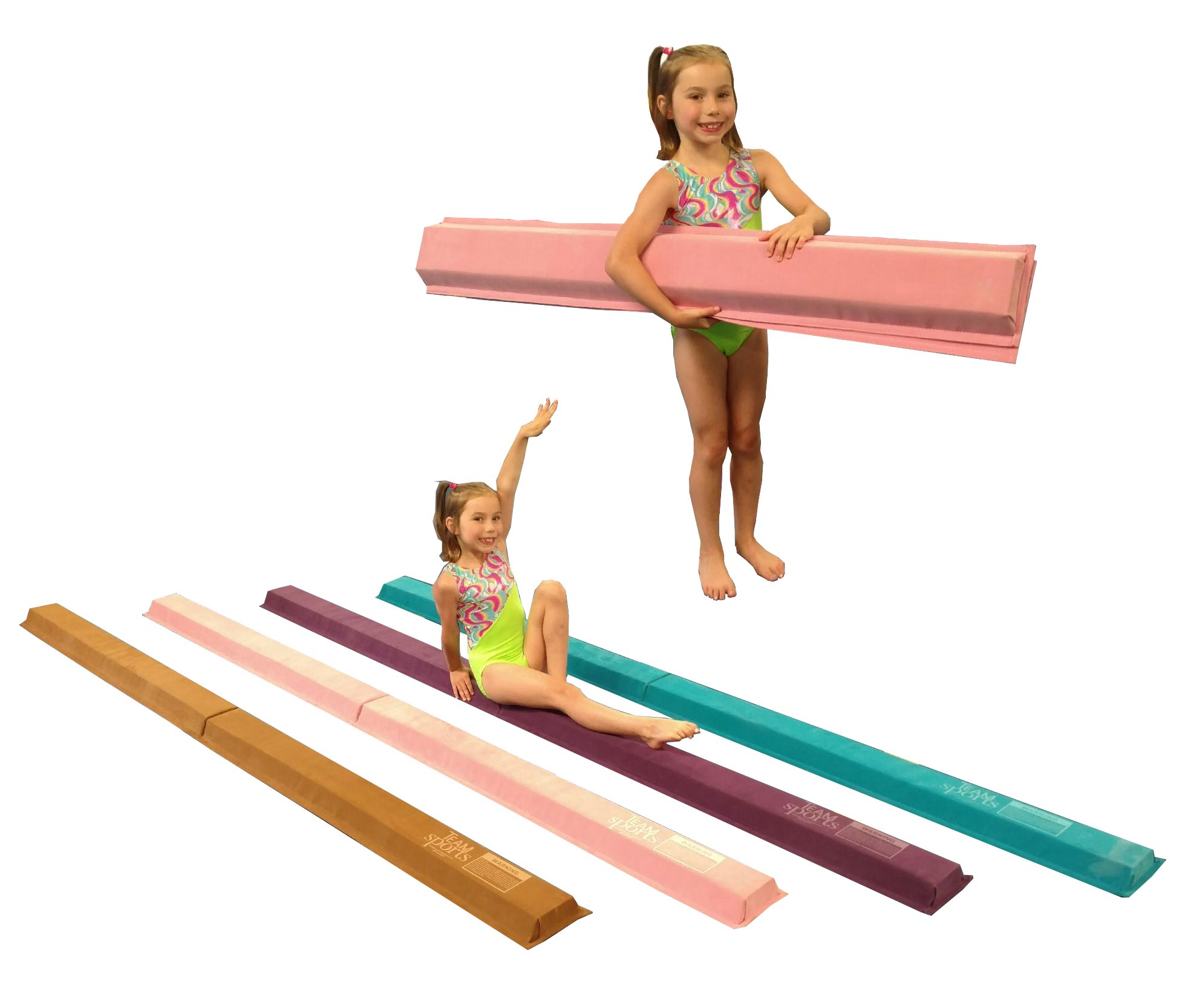 Gymnastics 9' Foldable Suede Beams (Turquise)