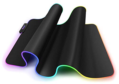 Hcman RGB Large Gaming Mouse Pad, XXL Mousepad 800×300×4mm, PC Gaming Accessories Mouse Mat for Desk, Keyboard Pad for Computer Gamer - Black