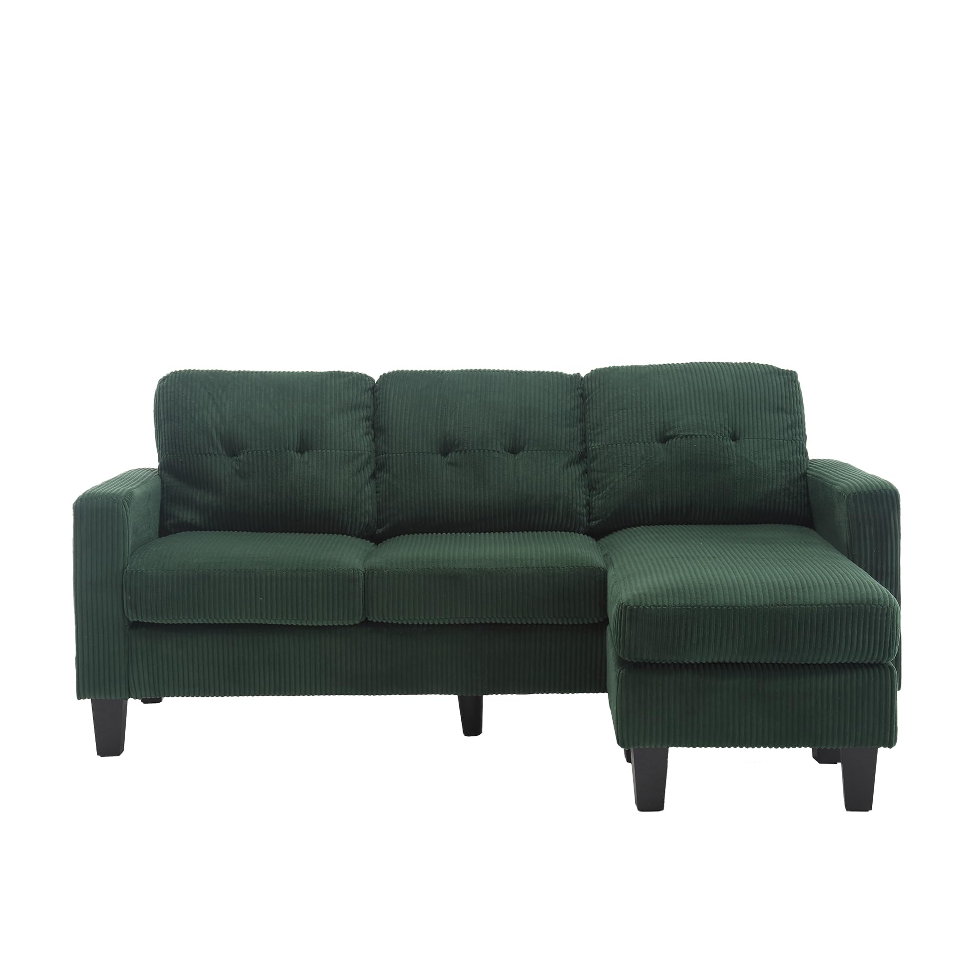 Xuanlur L Shaped Couch with Ottoman, Modern Convertible Sectional Sofa with Reversible Chaise, Sleeper Sofa Couch for Living Room, Bedroom, Apartment, Lounge, Velvet, Emerald