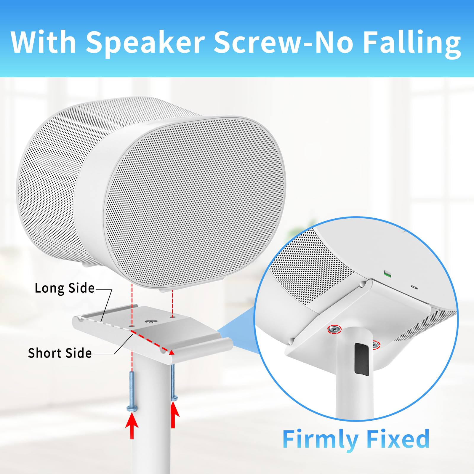 Heavy-Duty Speaker Stand for Sonos Era 300 Stand with Cable Management Floor Speaker Stands for Sonos Era 300 Speaker Stand for Easy and Secure Mounting, White