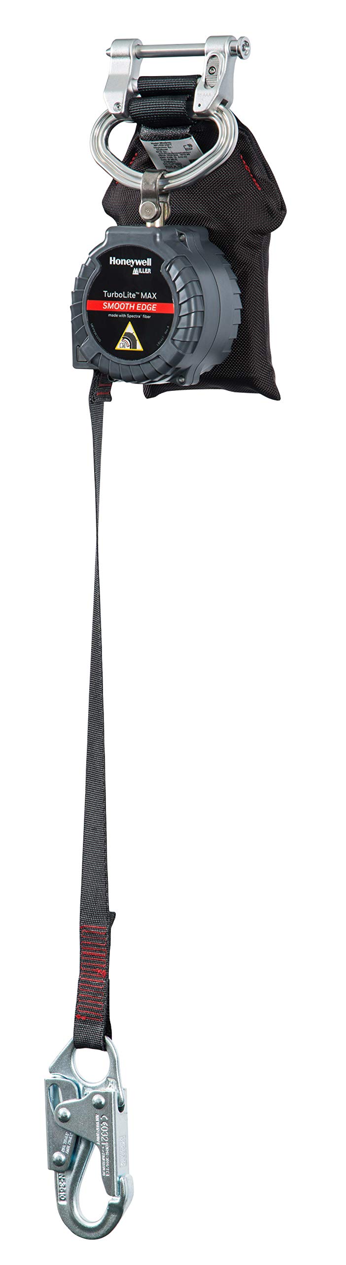 Honeywell Ademco Miller TurboLite Edge MAX Smooth Edge 12-Foot Personal Fall Limiter with Steel Locking Snap Hook (MFLEW-3/12FT)