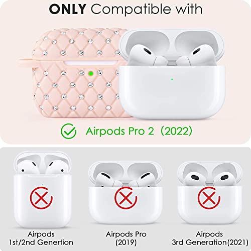 VISOOM Airpods Pro 2nd Generation Case - Airpods Pro 2 Bling Case Cover with Lanyard Women 2022 Crystal TPU Hard Protective iPod Pro 2 Wireless Charging Case Girl Keychain for Apple Airpod Gen Pro 2