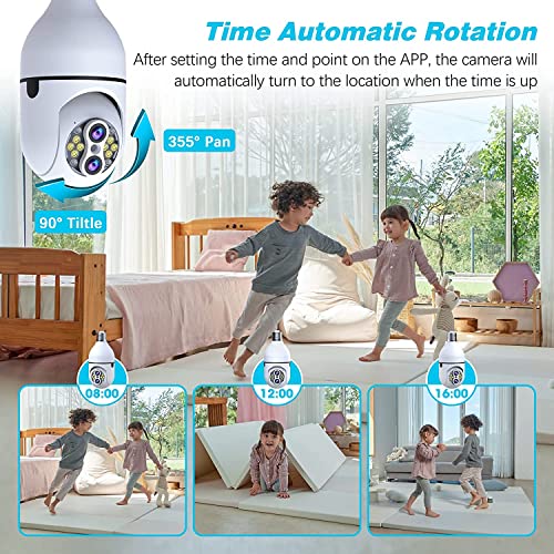 TOGUARDGO 【10x Zoom Light Bulb Security Camera Outdoor Wireless WiFi, 360° Pan/tilt Light Socket Security Cameras for Home with Spotlight,1080P FHD Color Night Vision, Auto Tracking, Alerts