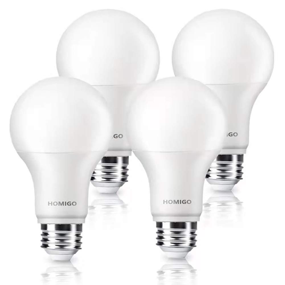 HOMIGO A21 Super Bright LED Light Bulb 4 Pack, 15W(100W Equivalent), Daylight 5000K, Non-Dimmable, 15,000-Hour Lifespan