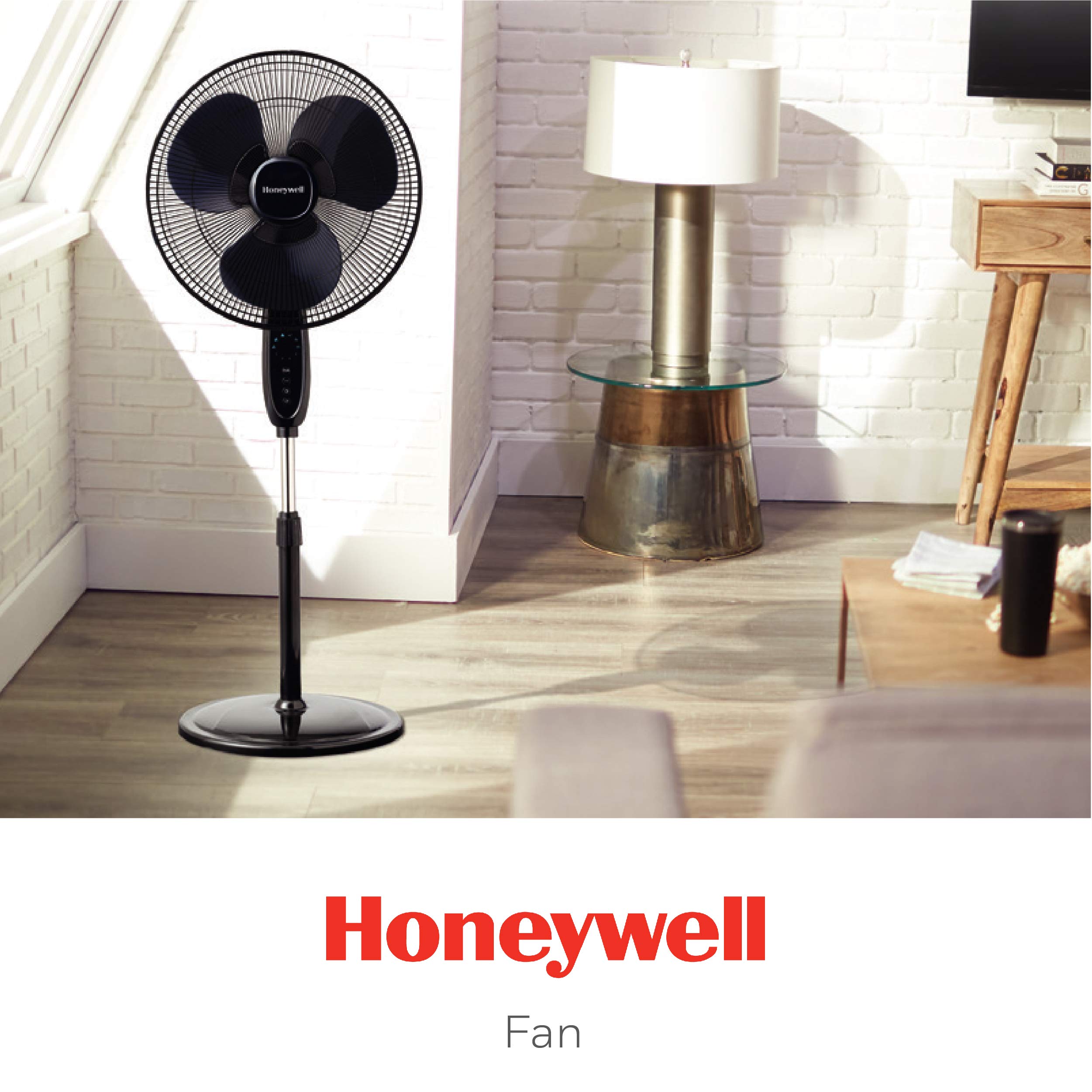 Honeywell Double Blade 16 Pedestal Fan Black With Remote Control, Oscillation, Auto-Off & 3 Power Settings