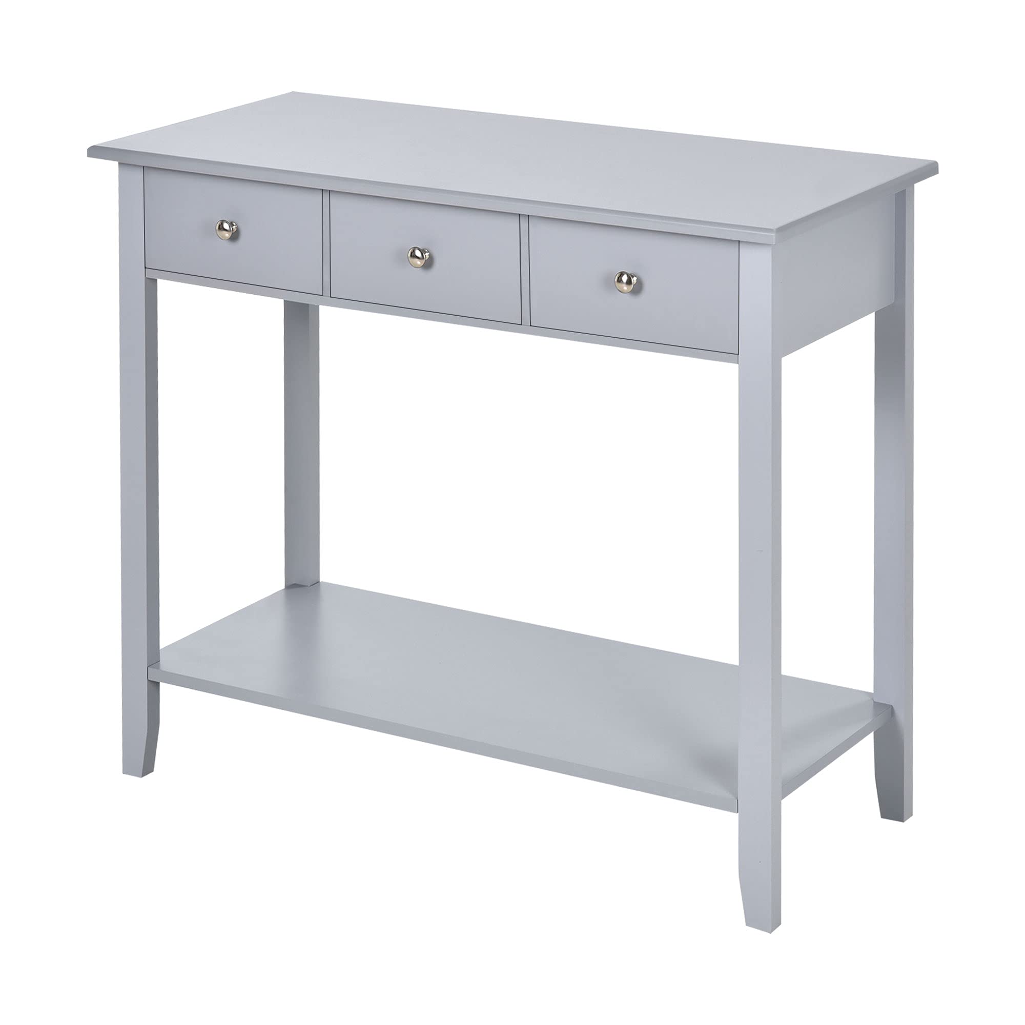 HOMCOM Console Table Industrial Desk with Drawer Bottom Shelf & Large Tabletop for Entryway or Living Room, Grey